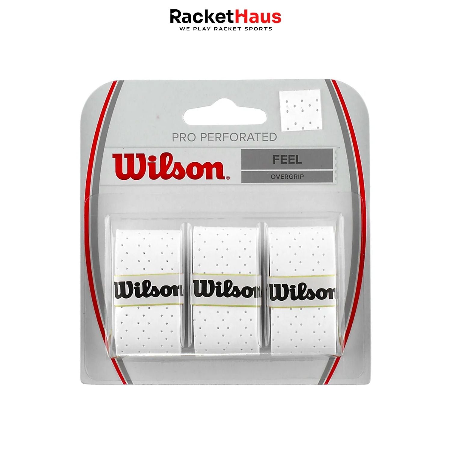 Wilson Pro Overgrip Perforated 3 Pack - White – RacketHaus