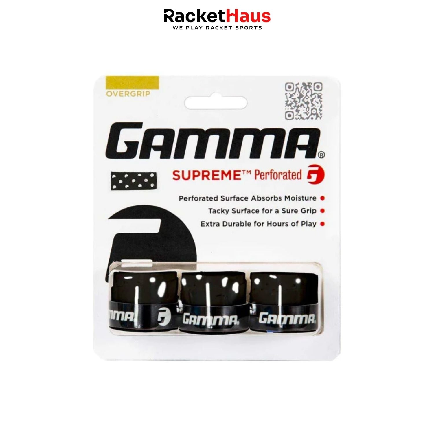 Gamma Supreme Perforated Overgrip - Black – RacketHaus